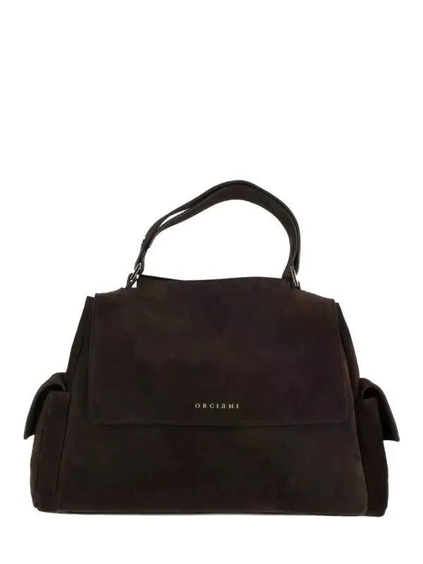 Orciani Midi Sveva Peach Cargo Leather Tote Bag - Brown