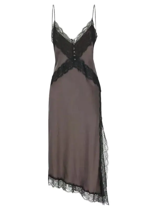 Andamane Lace-trimmed Asymmetric Dress - Brown