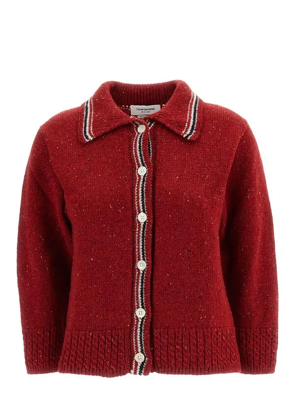 Thom Browne Hector Pointelle Cardigan In Donegal - Multicolor