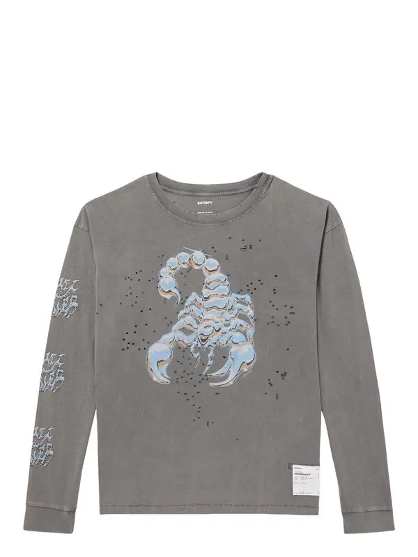 Satisfy Logo-print Distressed Mothtech™ Cotton-jersey T-shirt - Gray
