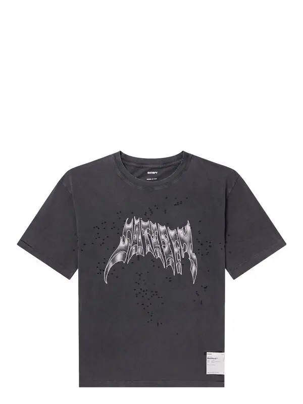 Satisfy Logo-print Distressed Mothtech™ Cotton-jersey T-shirt - Black
