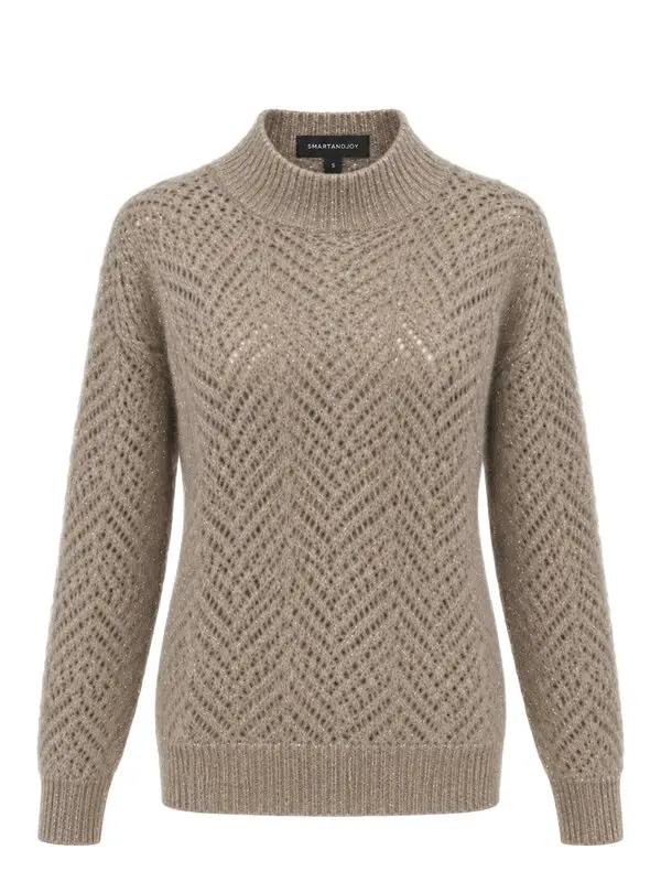 SMART AND JOY Wool-blend Jumper With A High Neck - Brown