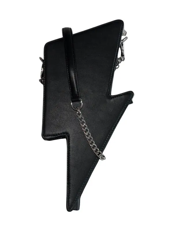 ANY OLD IRON Black / Silver Black Lightning Leather Bag - Black/silver