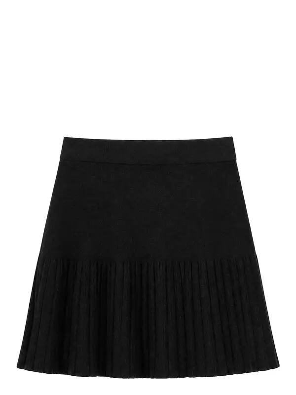 YUMI Knitted Pleated Mini Skirt - Black