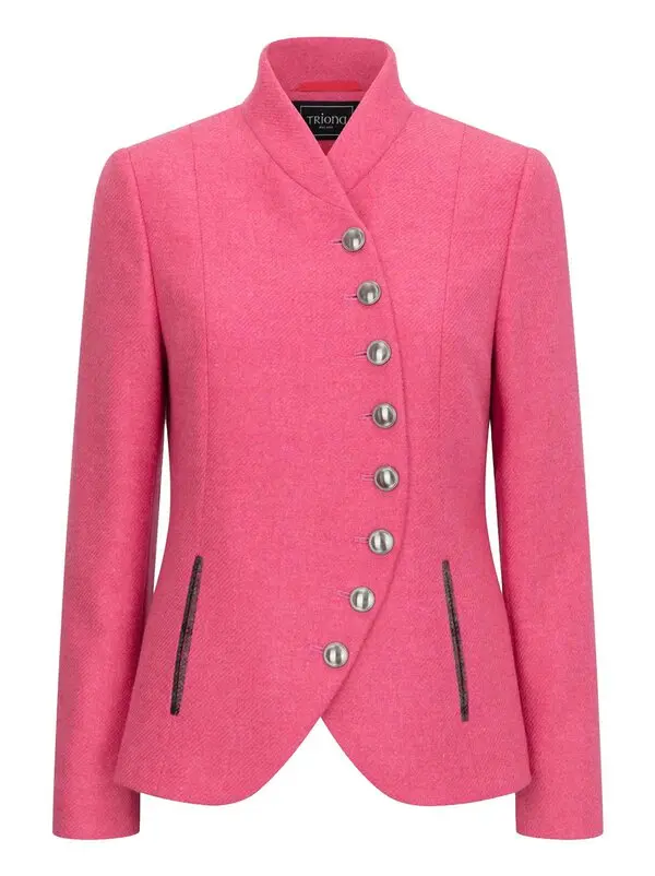 TRIONA Catherine Curve Tweed Jacket - Pink