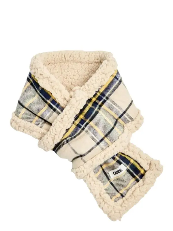 CAFIDE Neutrals Tartan Dog Scarf, Mica - Beige
