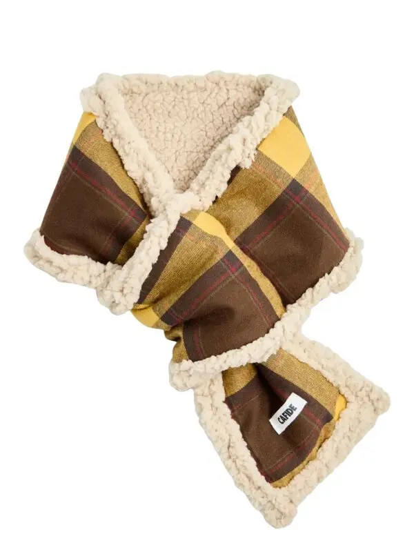 CAFIDE Tartan Mustard Dog Scarf, Mica - Brown