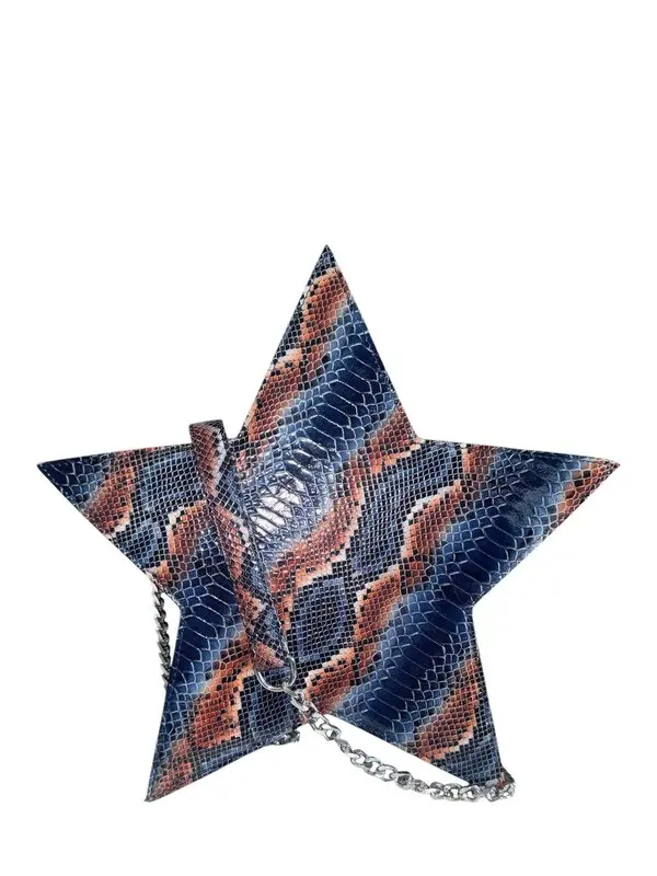 ANY OLD IRON Blue / Orange / Silver Blue Snake Leather Star Bag - Blue/orange/silver