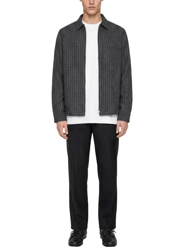 ANOTHER ASPECT Check-pattern Zip-up Overshirt - Grey