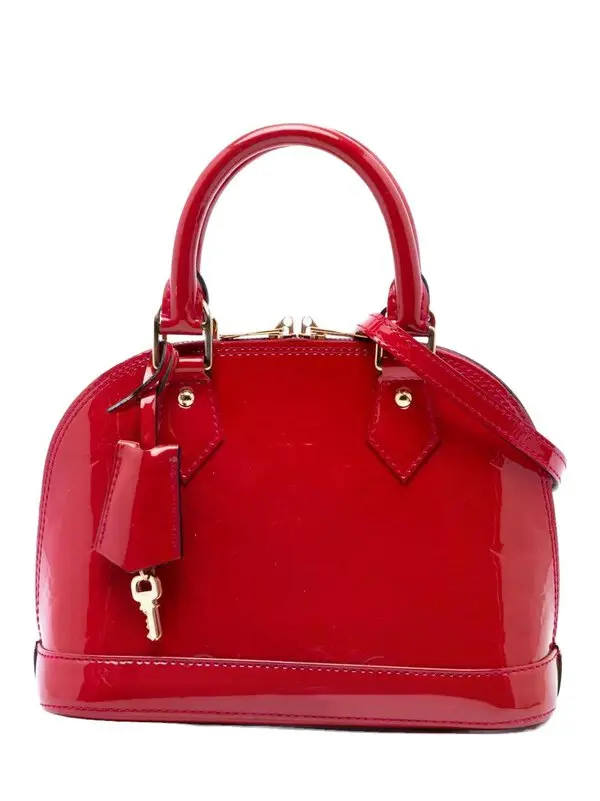 LOUIS VUITTON 2015 Monogram Vernis Alma Bb Satchel - Red