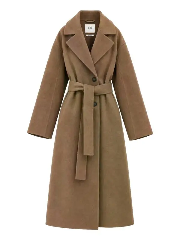 SOLOTRE Belted Notch-lapel Coat - Brown