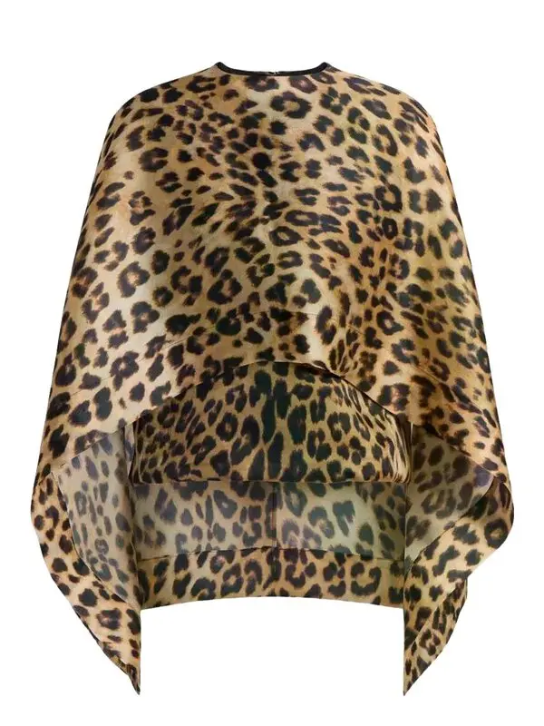 Alberta Ferretti Leopard-print Cape-style Top - Brown