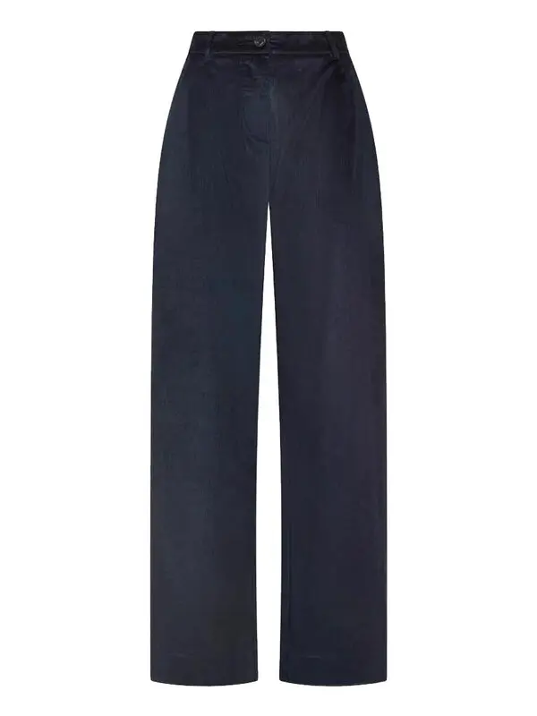 CRUNA Pleated Corduroy-texture High-waisted Trousers - Blue