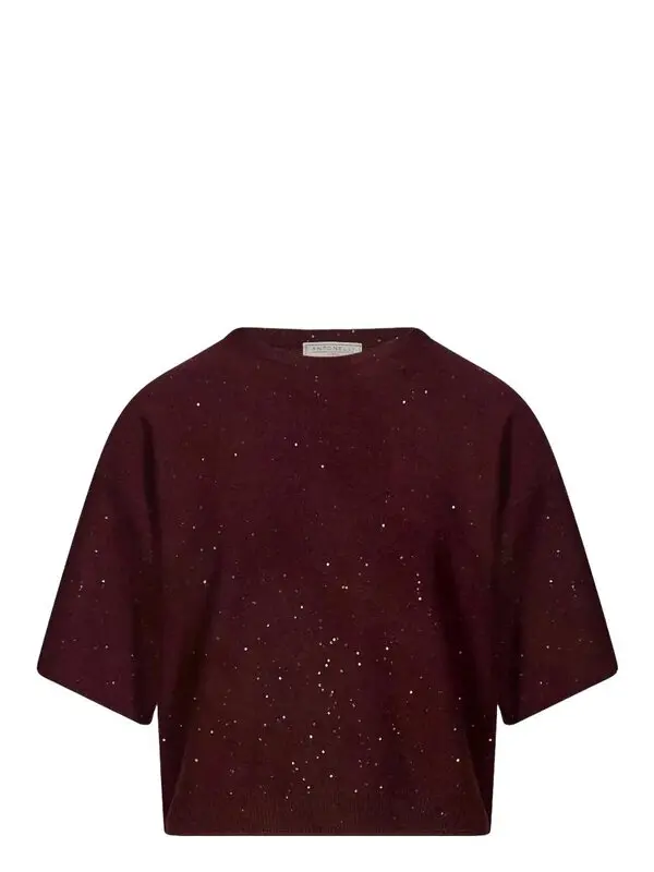 Antonelli Firenze Lucilla Sequin-embellished Short-sleeve Sweater - Red