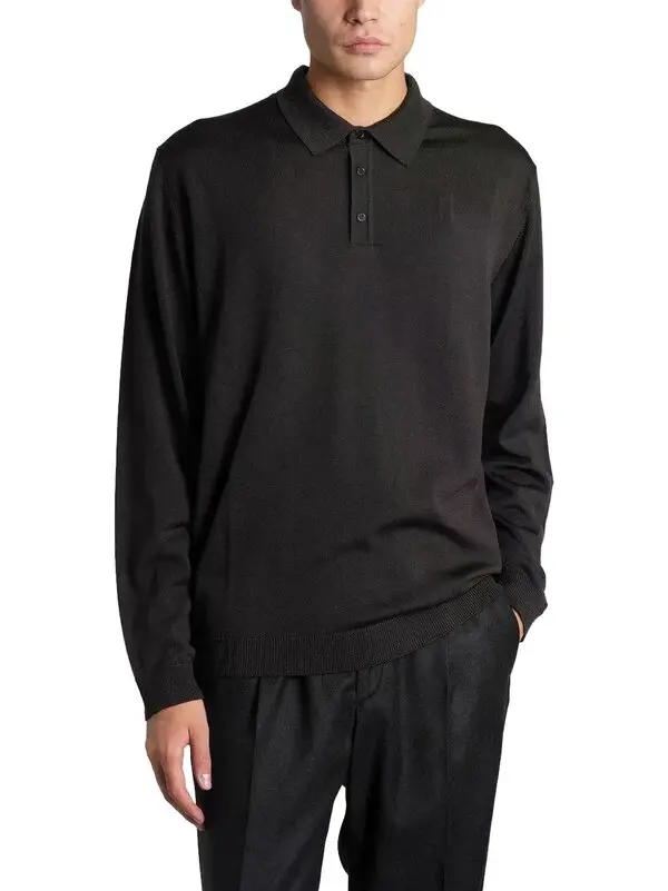 ROBERTO COLLINA Long-sleeve Polo Shirt - Brown