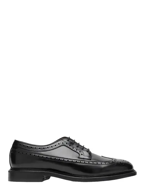 BERWICK 1707 Brogue Leather Derby Shoes - Black