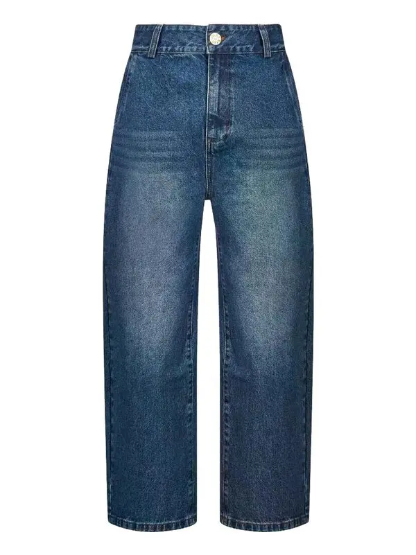 HOUSE OF ERRORS Embroidered Whiskered Straight-leg Jeans - Blue