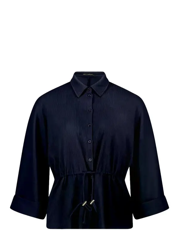 BETTY BARCLAY Drawstring-waist Short-sleeved Blouse - Blue