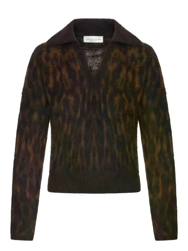 ROBERTO COLLINA Animal-print Alpaca Sweater - Brown