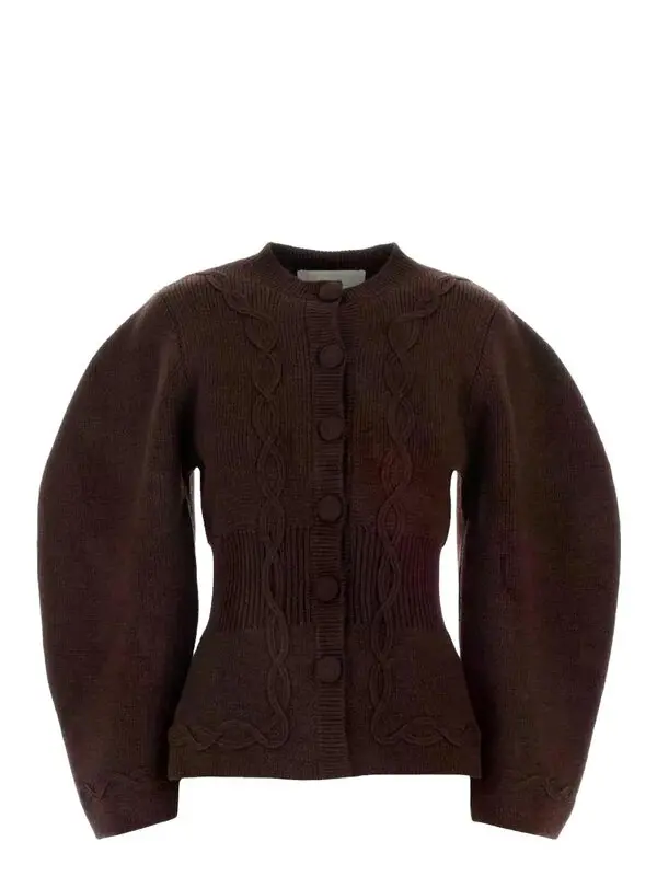 DESTREE Adrian Puff-sleeve Cardigan - Brown
