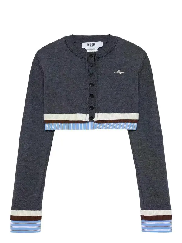 MSGM Cropped Layered Cardigan - Grey