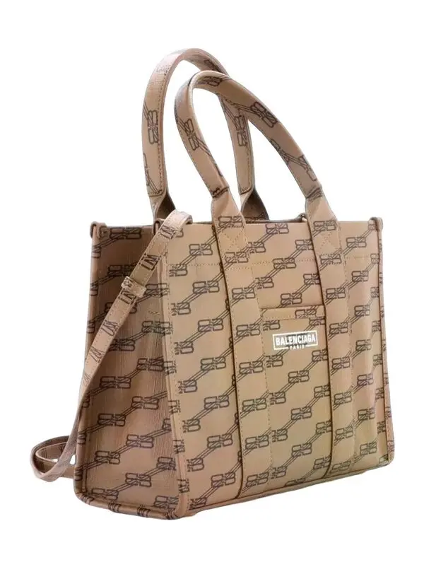 Balenciaga Hardware Bb Monogram Coated Canvas Small Tote Bag - Brown
