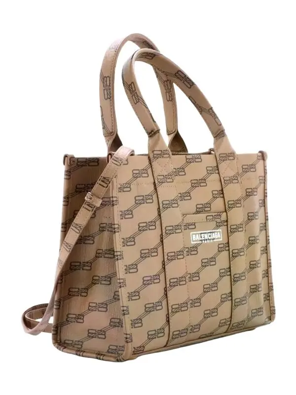Balenciaga Hardware Bb Monogram Coated Canvas Small Tote Bag - Brown
