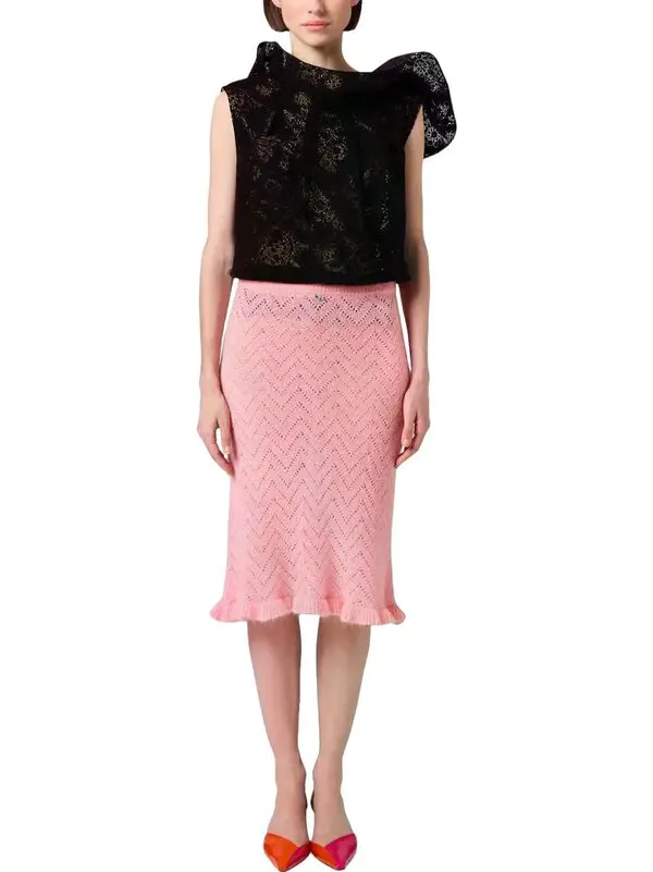 MSGM Chevron-knit Midi Skirt - Pink