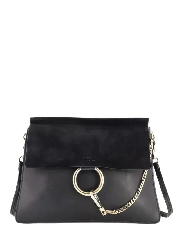 Chloé Faye Leather And Suede Medium Shoulder Bag - Black