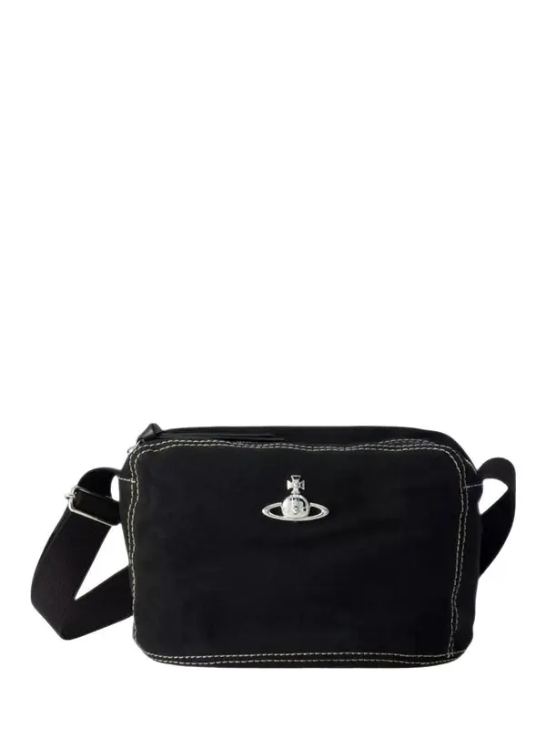VIVIENNE WESTWOOD Orb-plaque Top-stitch Crossbody Bag - Black