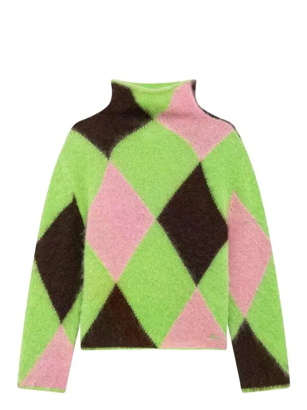 MSGM Argyle-pattern High-neck Sweater - Green