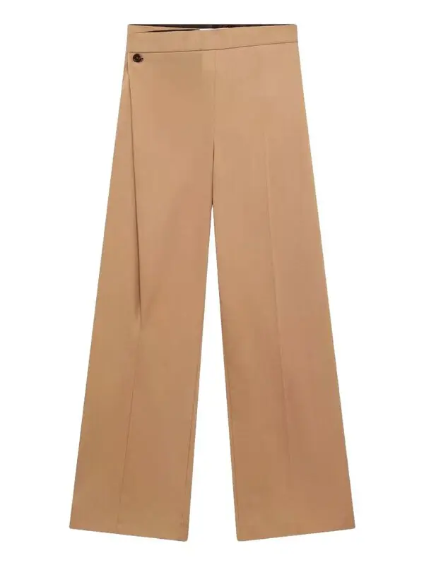 MSGM Asymmetric Pressed-crease High-waisted Tailored Trousers - Neutrals
