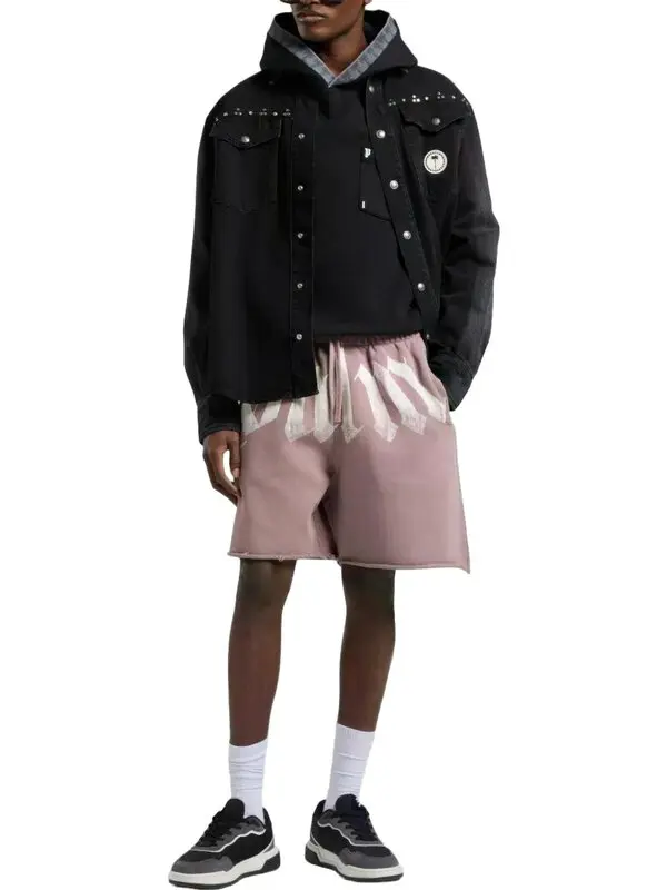 Palm Angels Logo-print Raw-cut Shorts - Pink