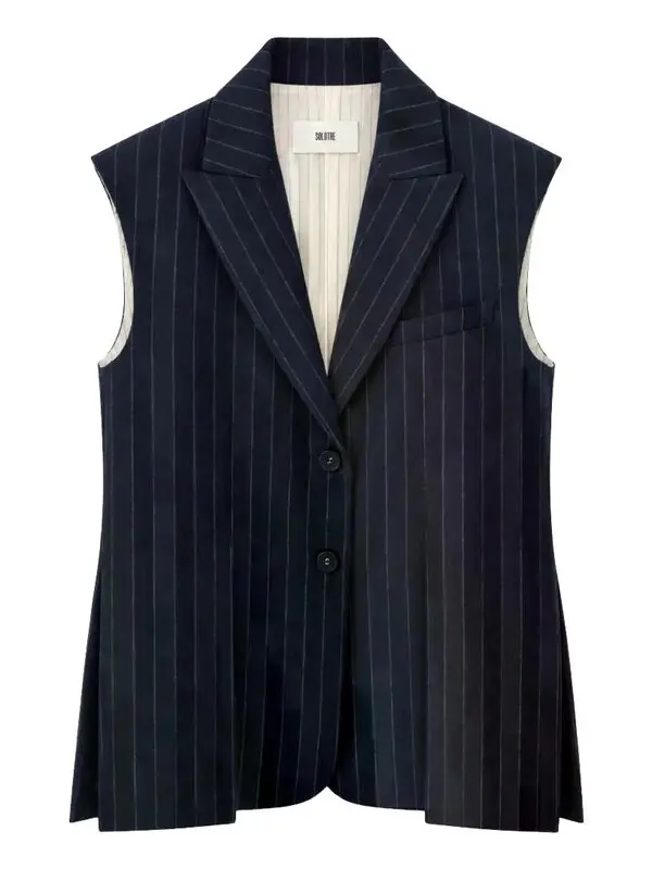 SOLOTRE Pinstripe-pattern Sleeveless Waistcoat - Blue