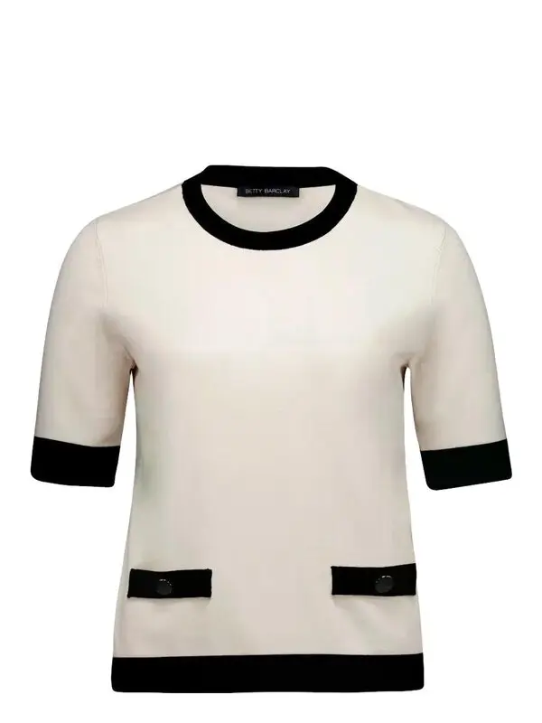 BETTY BARCLAY Short-sleeved Contrast-trim T-shirt - Neutrals