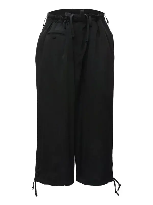 Yohji Yamamoto Drawstring-fastening Cropped Trousers - Black