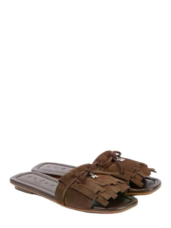 Hogan Fringe-detail Suede Sandals - Brown