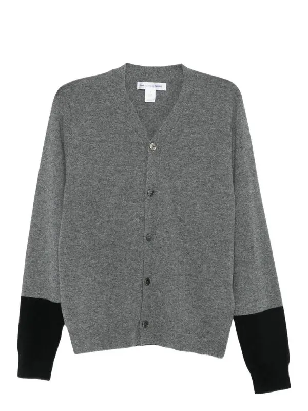 Comme Des Garçons Colour-block Wool Cardigan - Grey