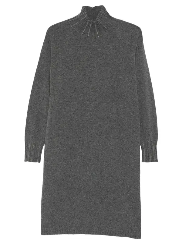 Fabiana Filippi Bead-embellished High-neck Dress - Grey
