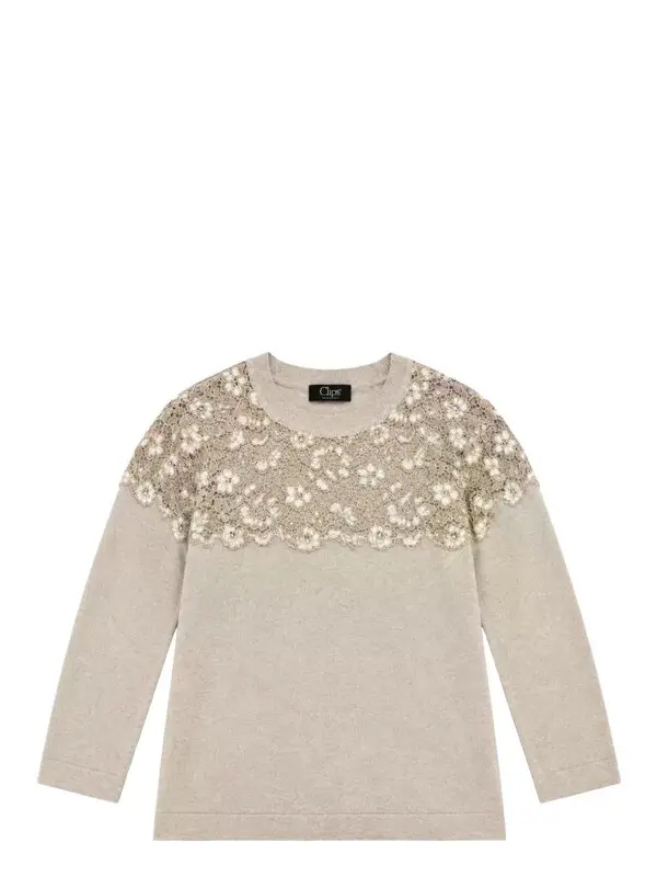 CLIPS Lace-panel Sweater - Grey