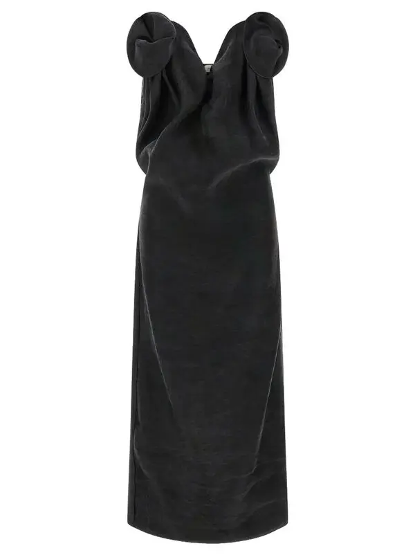 Magda Butrym Floral-detail Off-the-shoulder Dress - Black