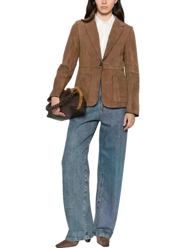THE JACKIE LEATHERS Lucilla Notched-lapels Single-button Jacket - Brown