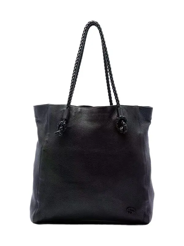 Gucci 2016-2026 Calfskin Braided Handle Tote Bag - Black