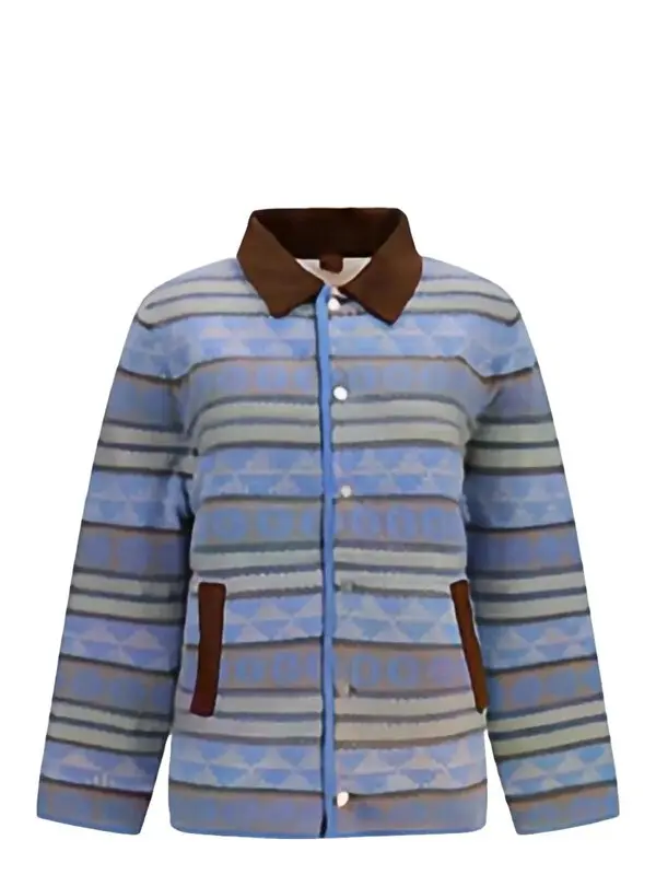 Guest In Residence Patterned Corduroy-panel Sshirt Jacket - Blue