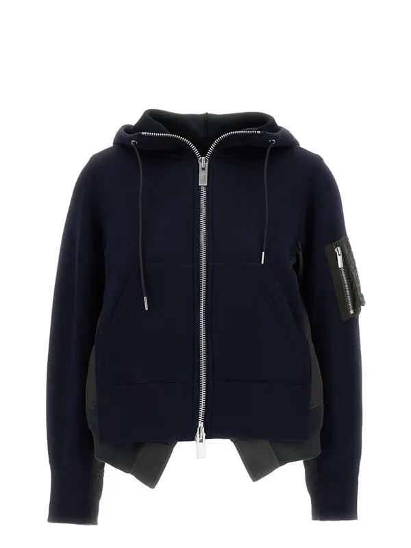 Sacai Sponge Sweat And Nylon Twill Hoodie - Multicolor