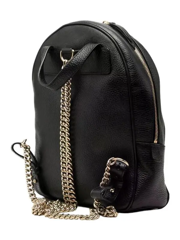 Gucci 2016-2026 Pebbled Calfskin Soho Chain Backpack - Black