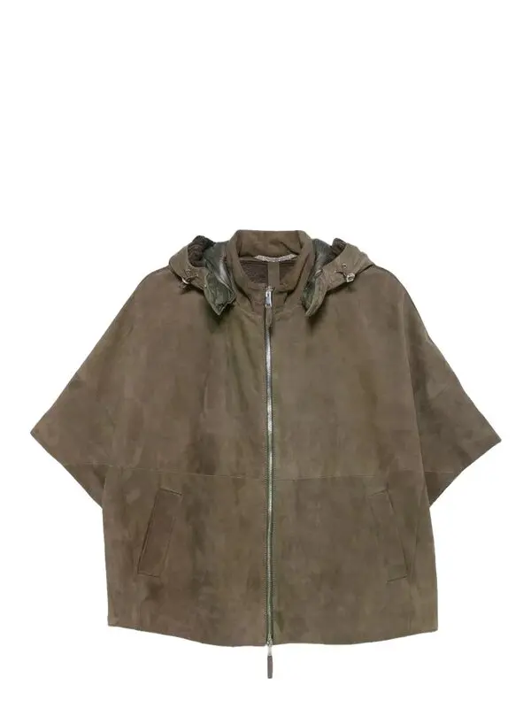 THE JACKIE LEATHERS Alaska Hooded Suede Jacket - Green