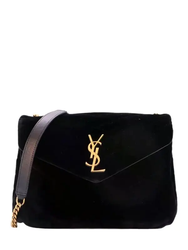Saint Laurent Loulou Matelasse Chevron Velvet Small Shoulder Bag - Black