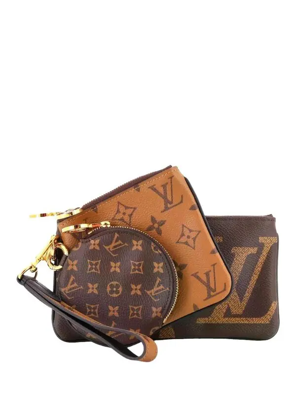 LOUIS VUITTON Trio Pouch Set Reverse Monogram Giant Clutch Bag - Brown