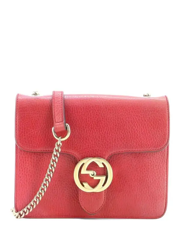 Gucci Interlocking Leather Small Shoulder Bag - Red